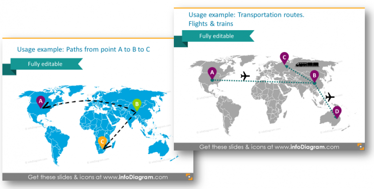 4 Ideas for Good-looking World Map Presentation Slide