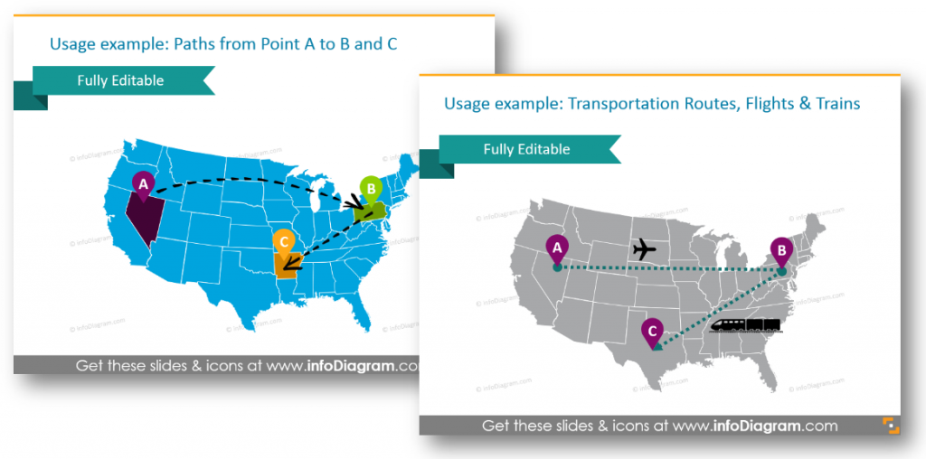north america map transport route path ppt - Blog - Creative ...