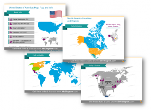North America Map Templates for PPT Slides: Countries and States