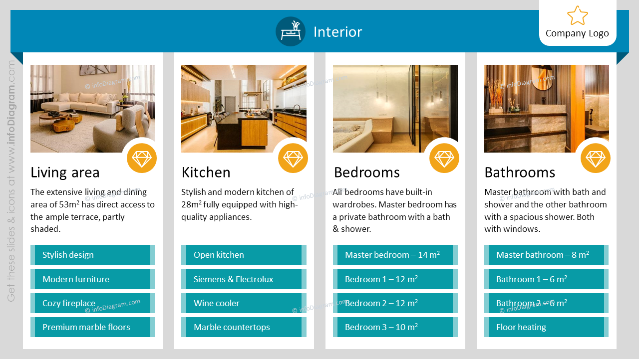 apartment-interior-rooms-presentation-4-columns-with-photograph ...