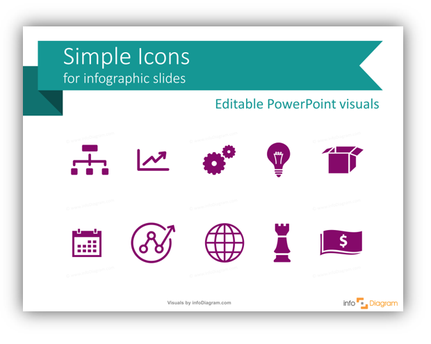 Simple flat icons for infographics presentation - Infodiagram