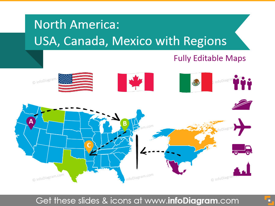 Powerpoint Editable Map North America